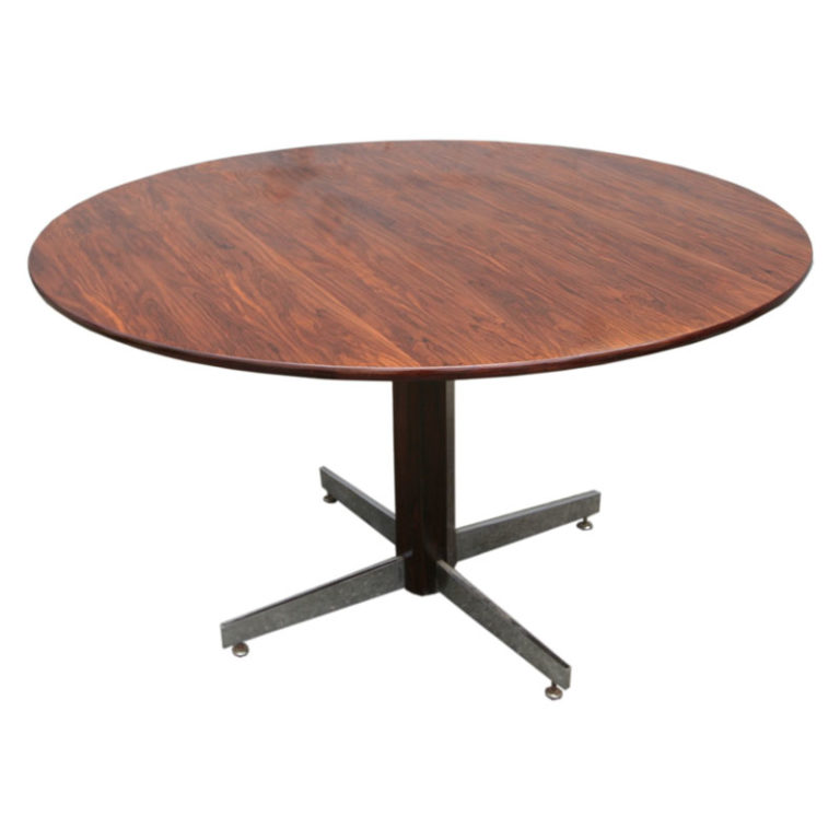 Custom Mid Century Style Round Oak Dining Table with Pedestal Base ...