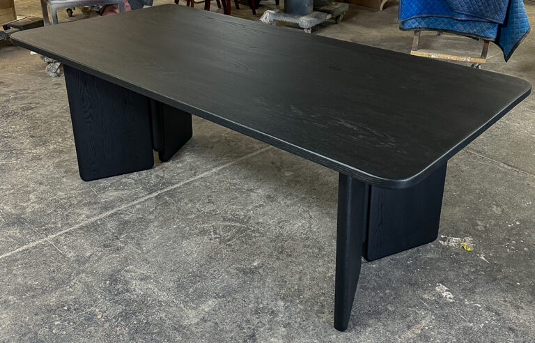 Custom Mid Century Style Rectangular Black Oak Dining Table - Adesso ...