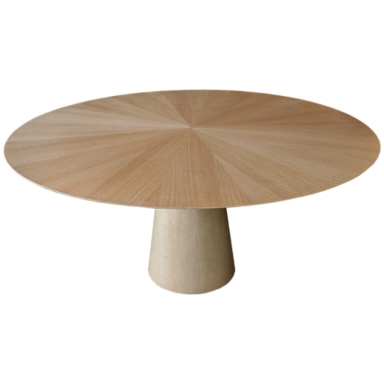 Custom Mid Century Style Round Oak Dining Table with Pedestal Base ...